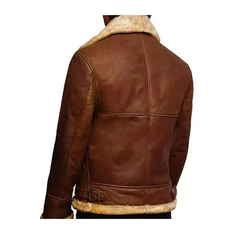 Men's RAF Aviator Real Leather Jacket Coat Bomber B3 Sheep Skin Pilot ...