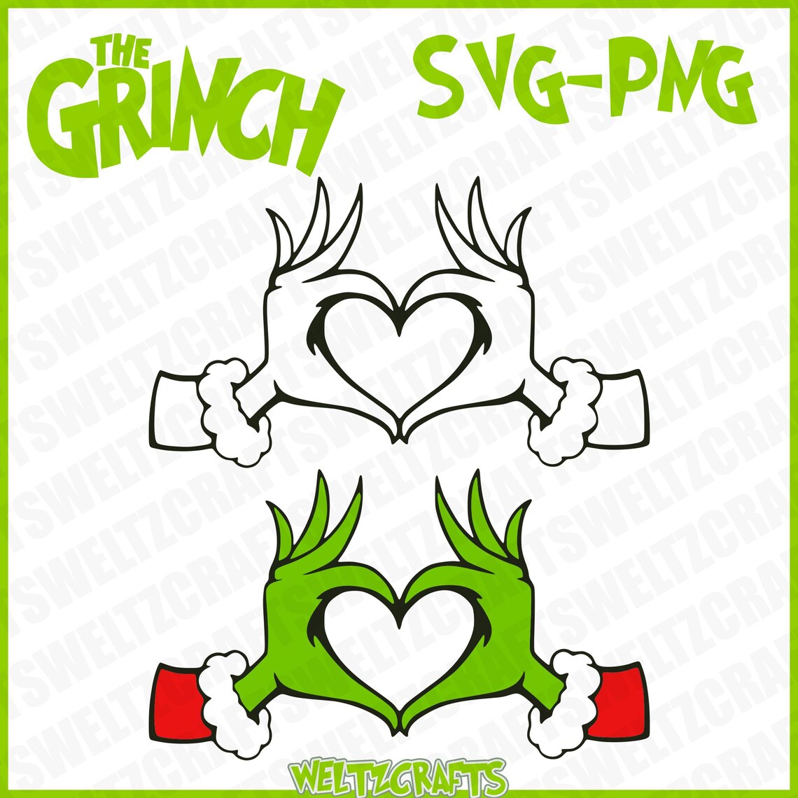 Grinch Heart Hands Svg,png Grinch Heart, Grinch Christmas, Digital ...