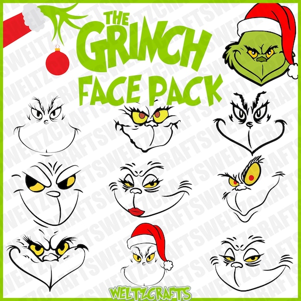 Grinch Face Svg - Etsy