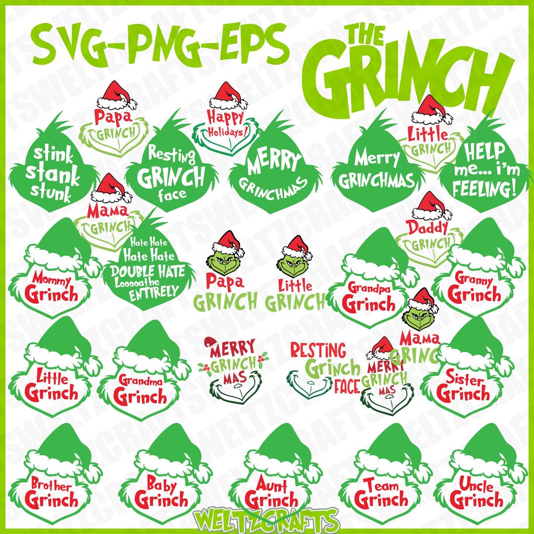 Grinch Svg Png Bundle, Grinch Family,christmas Svg, Vector Files ...