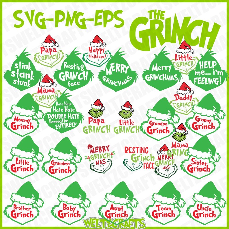 Grinch Svg Png Bundle, Grinch Family,christmas Svg, Vector Files ...