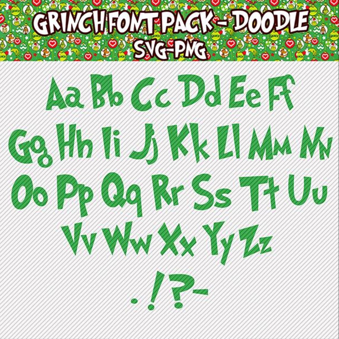 Green Font Svg Bundle,green Character Font,christmas Holiday Fonts Svg ...