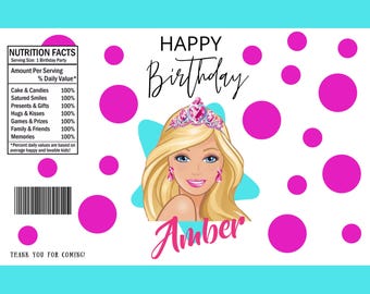 Barbie Digital Editable Chip Bag - Etsy UK