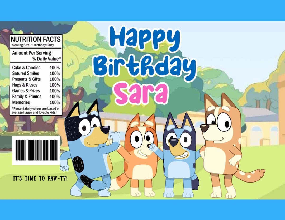 Personalized Bluey Birthday Chip Bag Template Digital File Only - Etsy