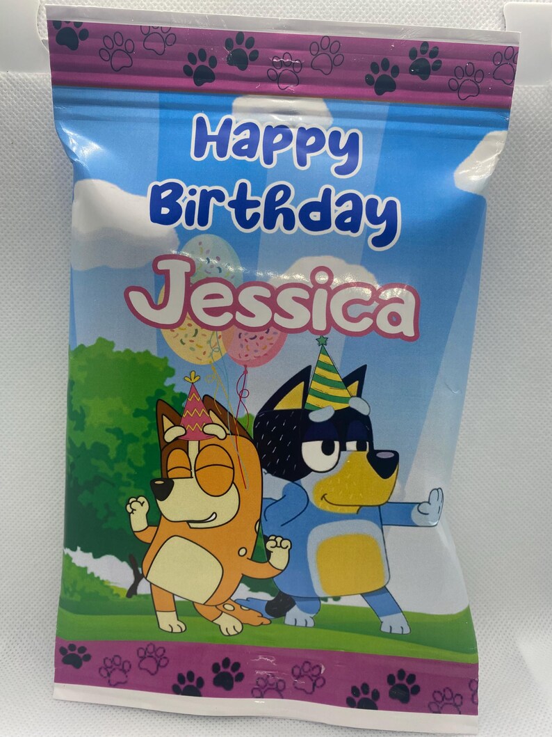 Bluey Personalized Birthday Party Chip Bag Template - Etsy