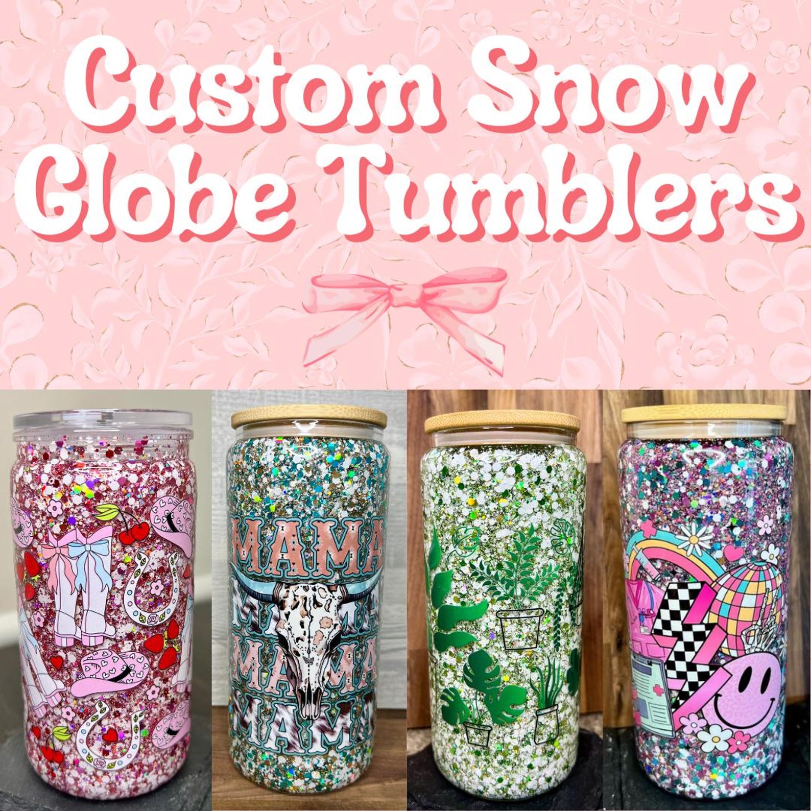 Custom Snow Globe Tumbler, Snow Globe Cup, Glitter Tumbler, Custom ...