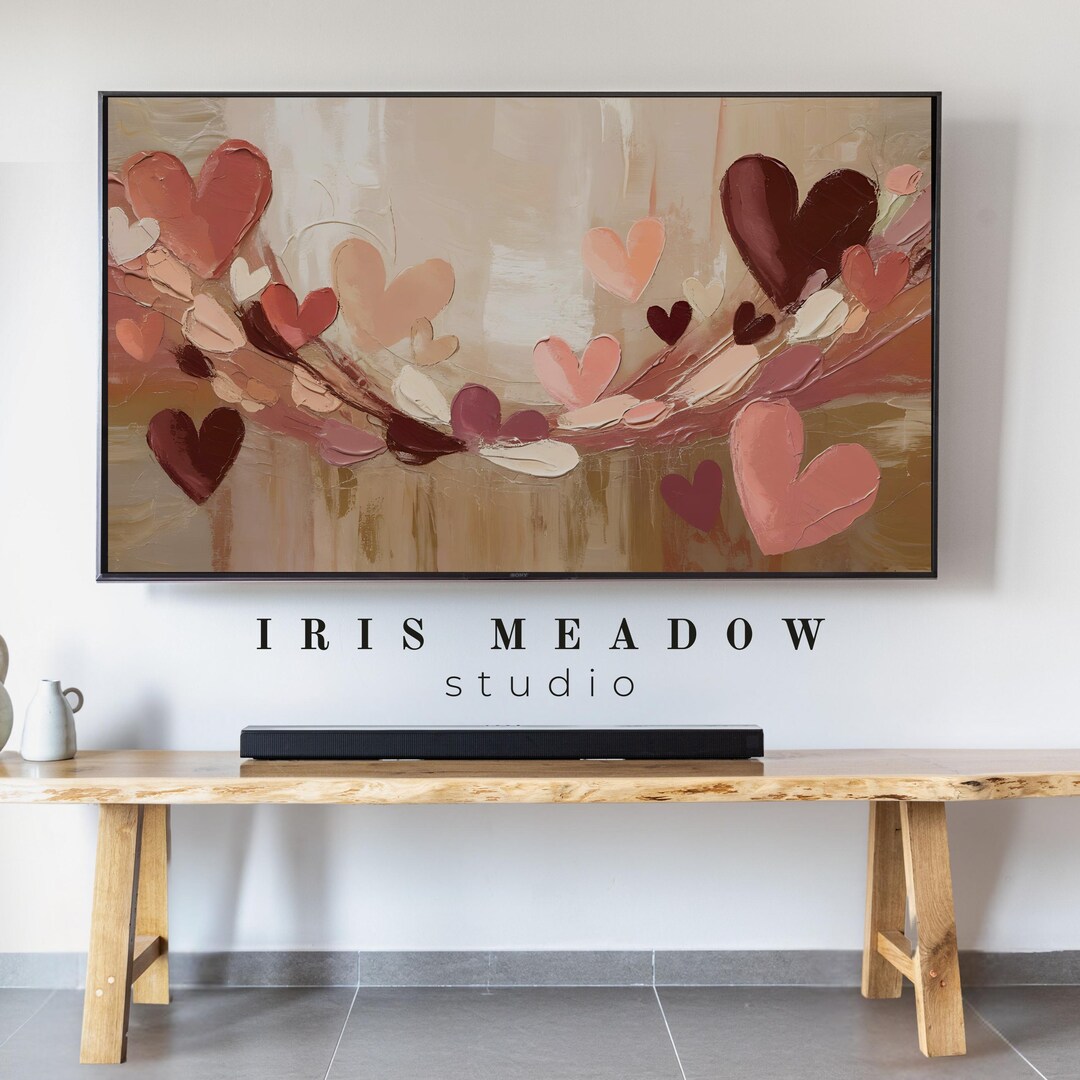 Abstract Heart Art Print, Romantic Heart Canvas, Modern Heart Wall Art ...