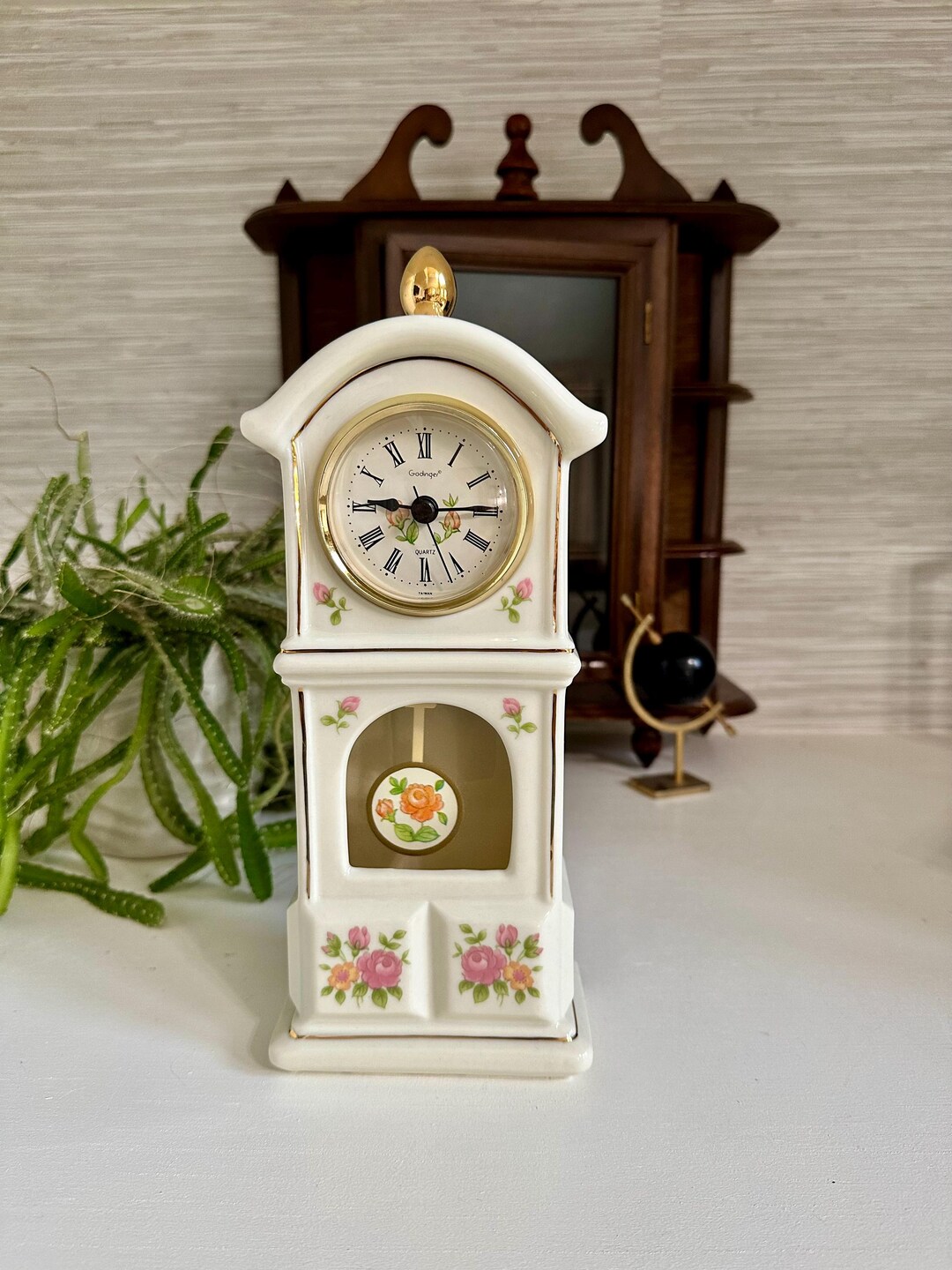Vintage Godinger Porcelain Grandfather Pendulum Clock With Roses - Etsy