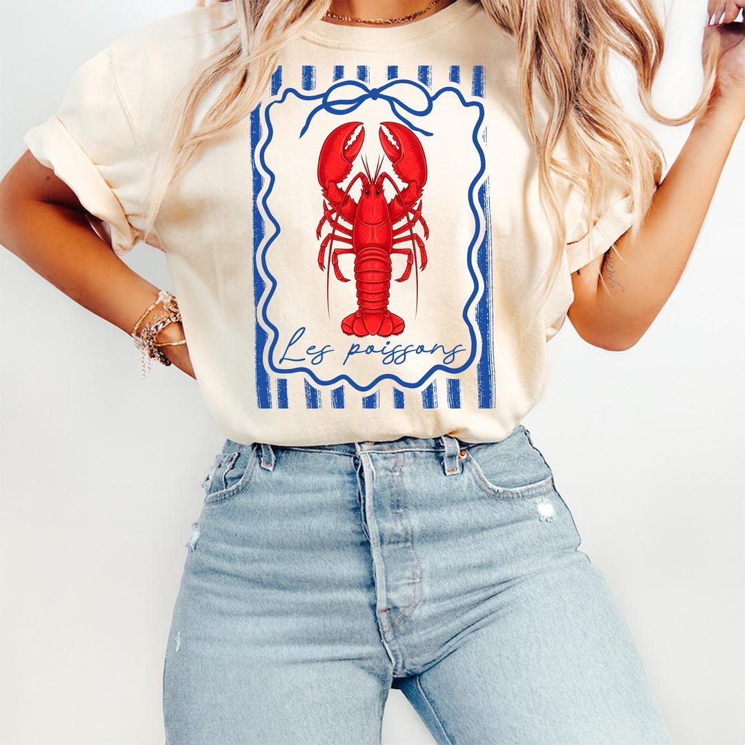 Les Poissons Lobster PNG, Nautical Clip Art, Red Lobster With Bow T ...