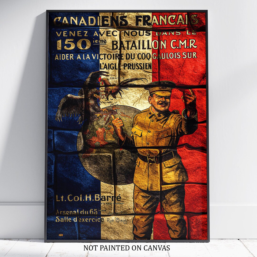 Vintage French Canadian World War One Recruitment Poster From 1914-1918 ...