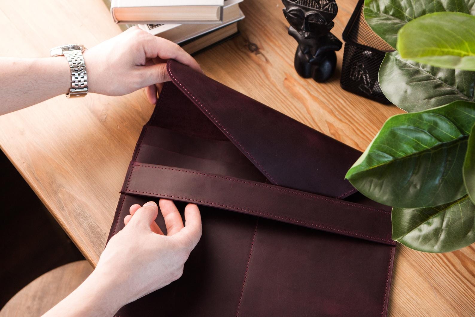 A4 Leather Document Folder, Personalized Leather Portfolio, Leather ...