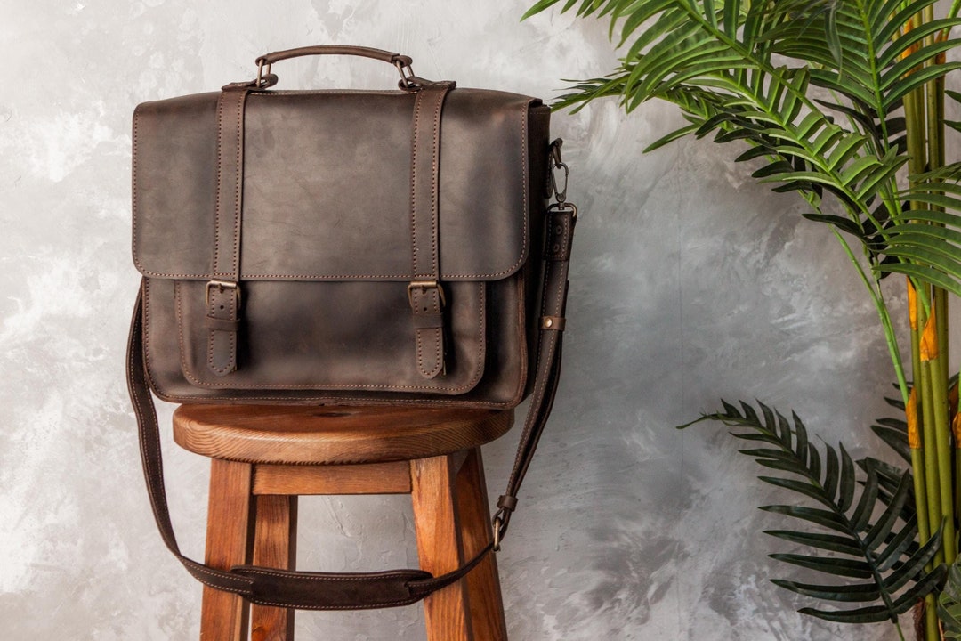 Brown Leather Briefcase, Personalized Leather Briefcase, Leather Men's ...
