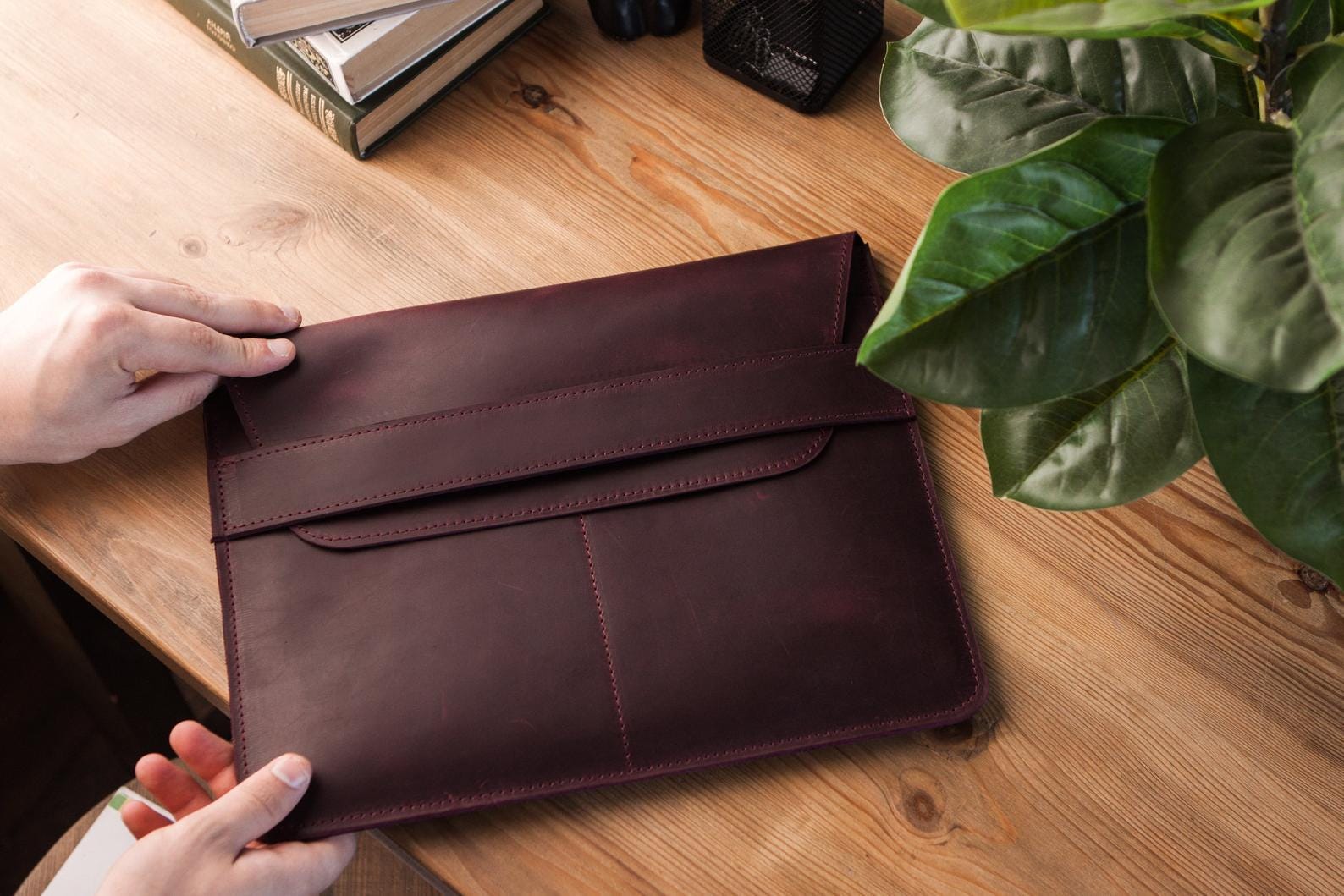 A4 Leather Document Folder, Personalized Leather Portfolio, Leather ...