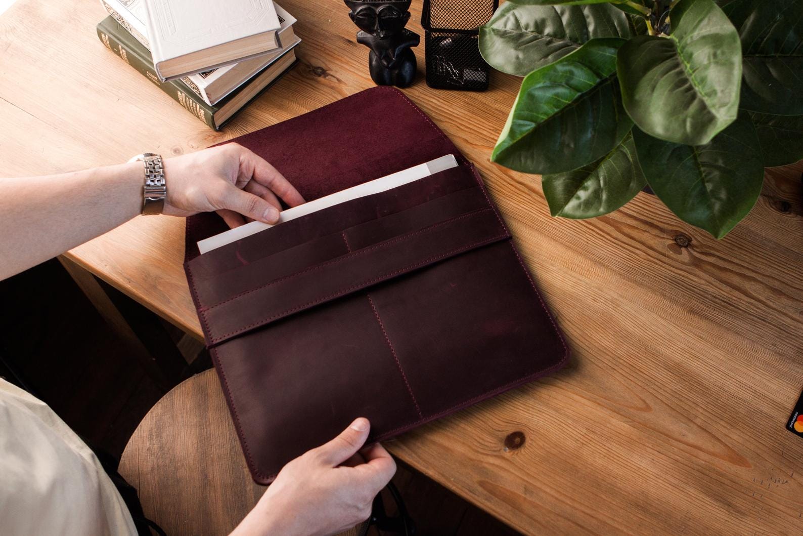 A4 Leather Document Folder, Personalized Leather Portfolio, Leather ...