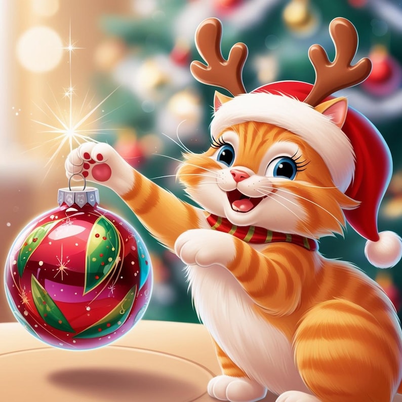 Christmas Cats Graphics File - Etsy