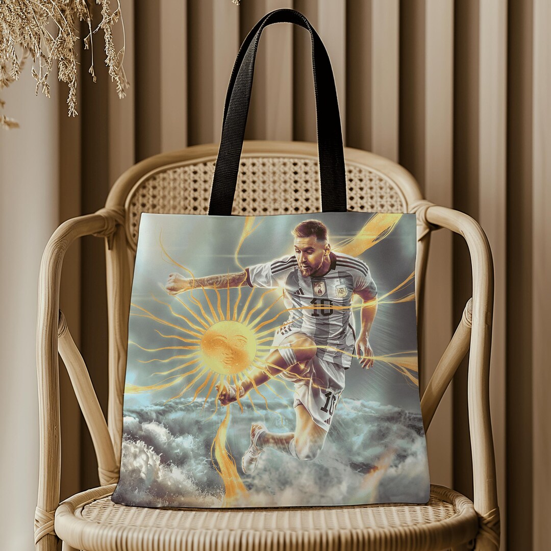 Lionel Messi Tote Bag, Soccer Fan Merch, Gift for Messi Fans, School ...