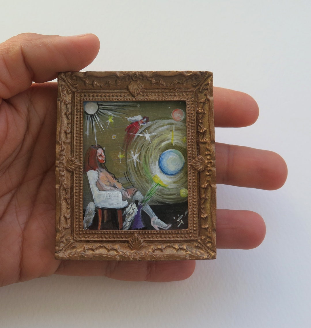 Cosmic Miniature Original Woman Painting,rare Painting, Dollhouse ...