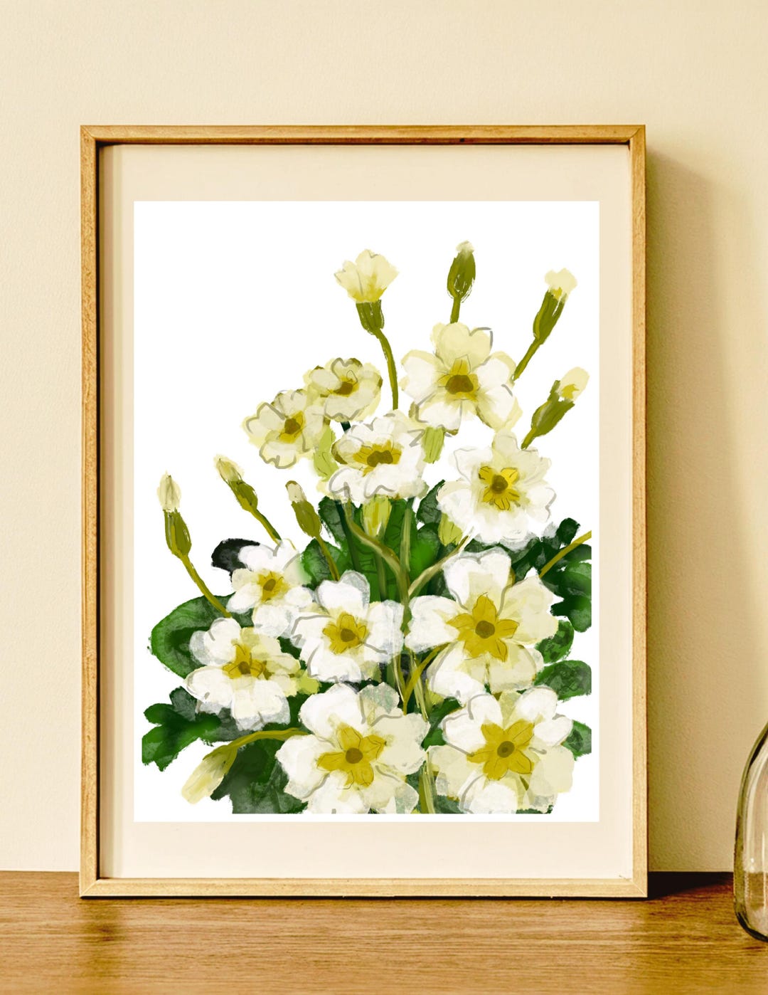 Original Handpainted Primrose, Digital Printable Art Decor, Instant ...
