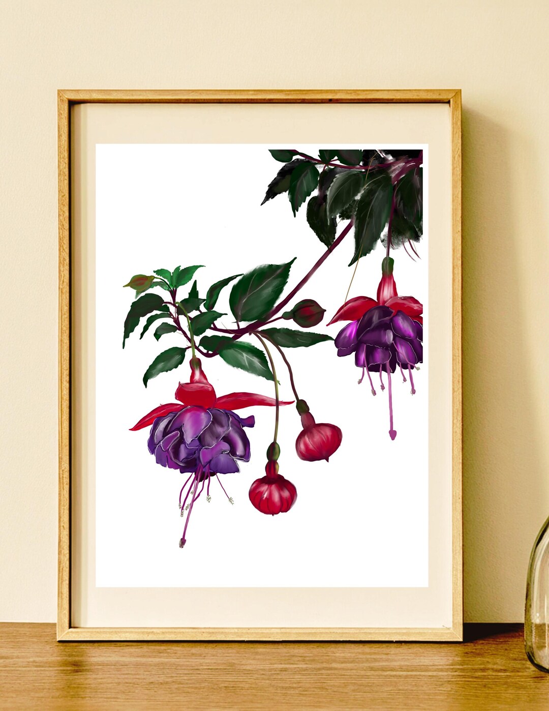 Beautiful Floral Wall Art Printable, Original Hand Painted Purple ...
