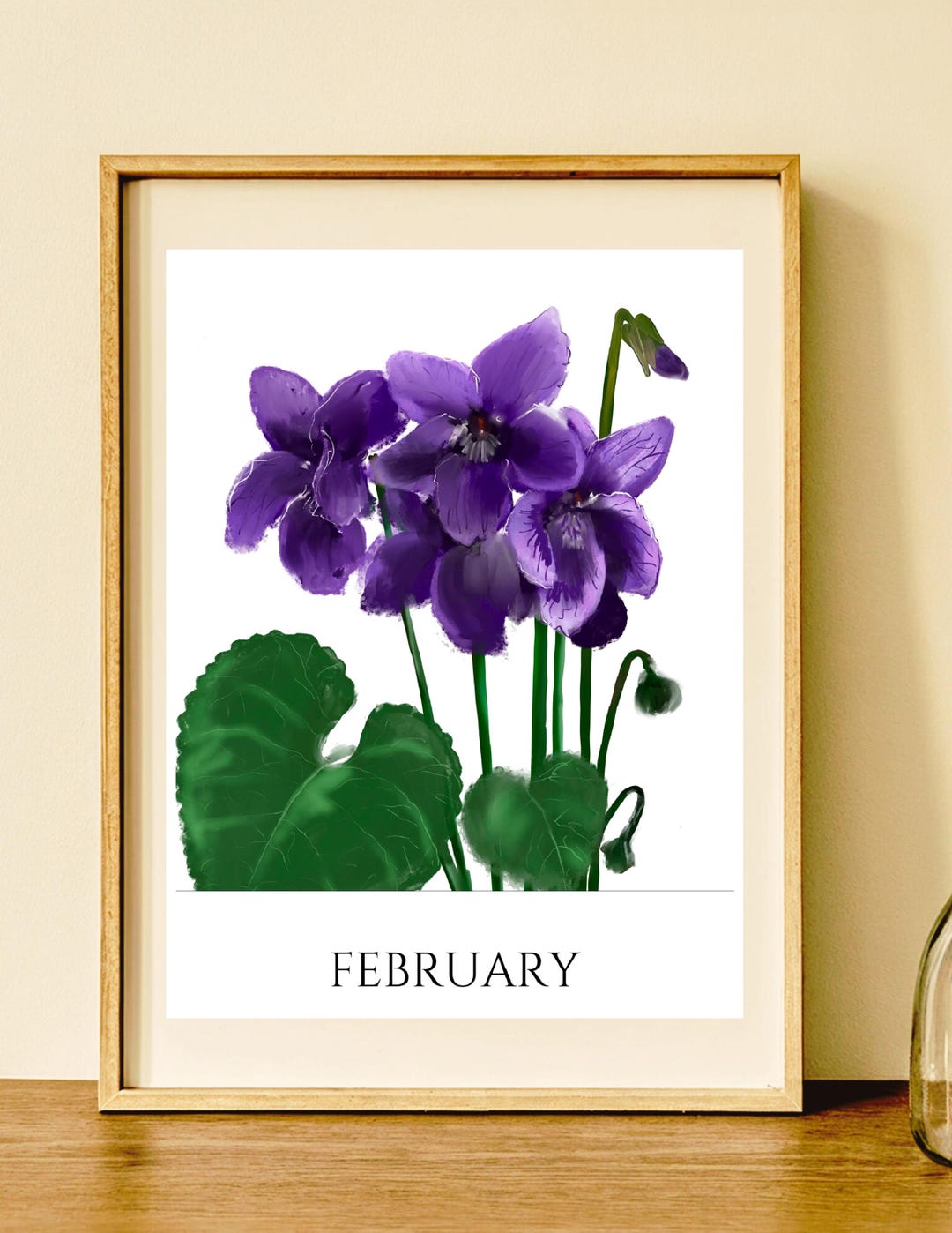 February Birth Flower Violets Digital Printable Art Home Decor Instant ...