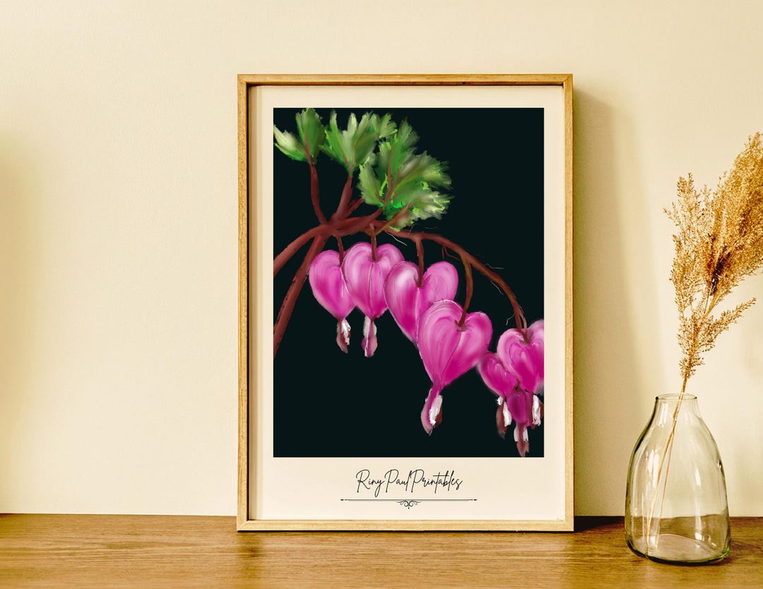 Pink Bleeding Hearts, Spring Decor Original Handpainted Instant ...