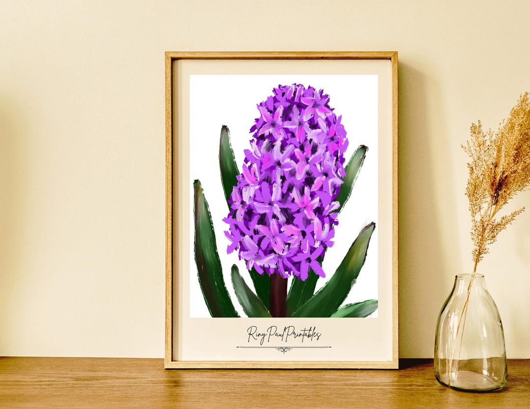 Purple Hyacinth Floral Wall Decor Printable, Beautiful Spring Flower ...