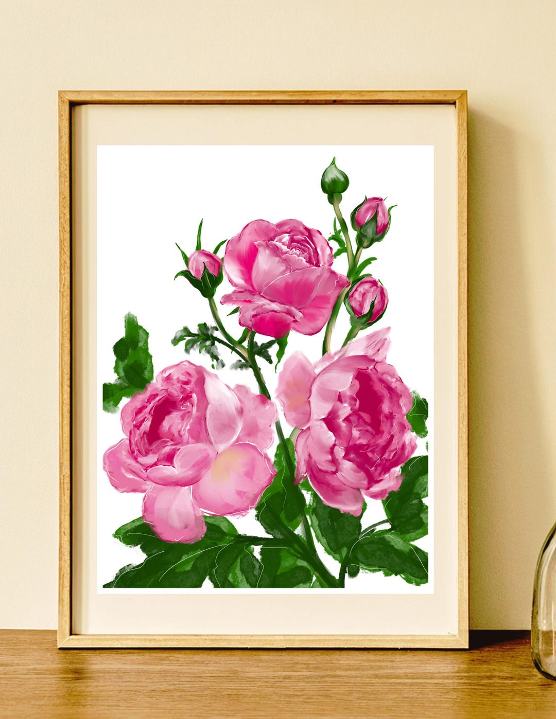 Pink Roses Wall Art Instant Download Artwork| Beautiful Vintage Roses ...