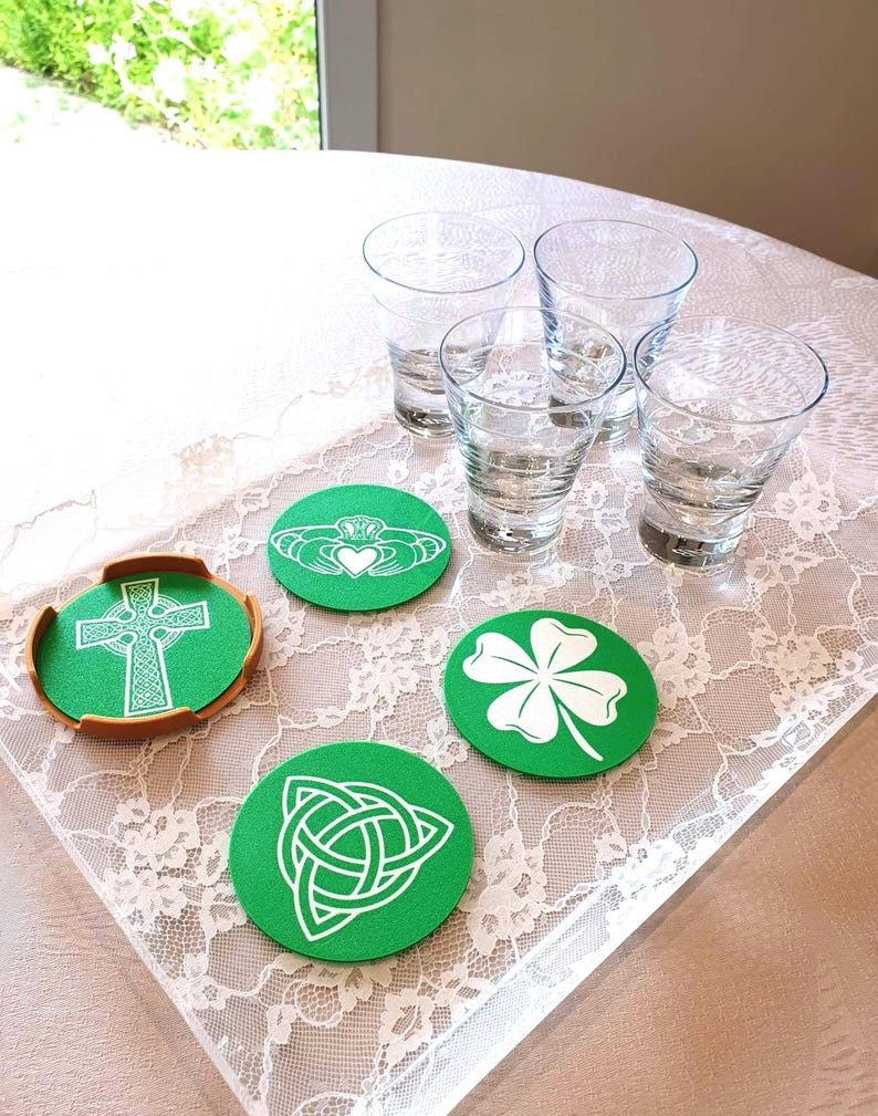 Celtic Symbols 3D Printed Coaster Set — Trinity Knot, Claddagh ...