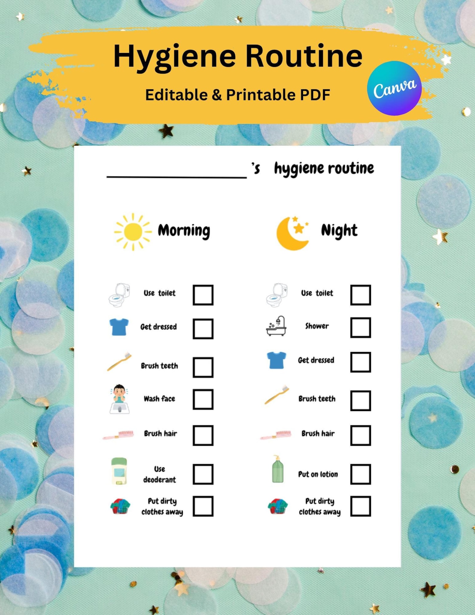 Hygiene Routine Checklist for Kids - Etsy