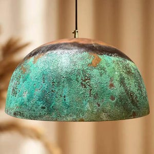 Large Dome Copper Pendant Light, Wide Handmade Chandelier Lamp ...