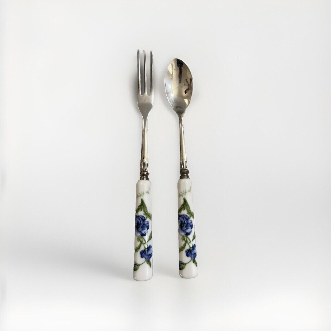 Poppy" Desert Spoon and Fork Set Stainless 18-10 Silver - Etsy
