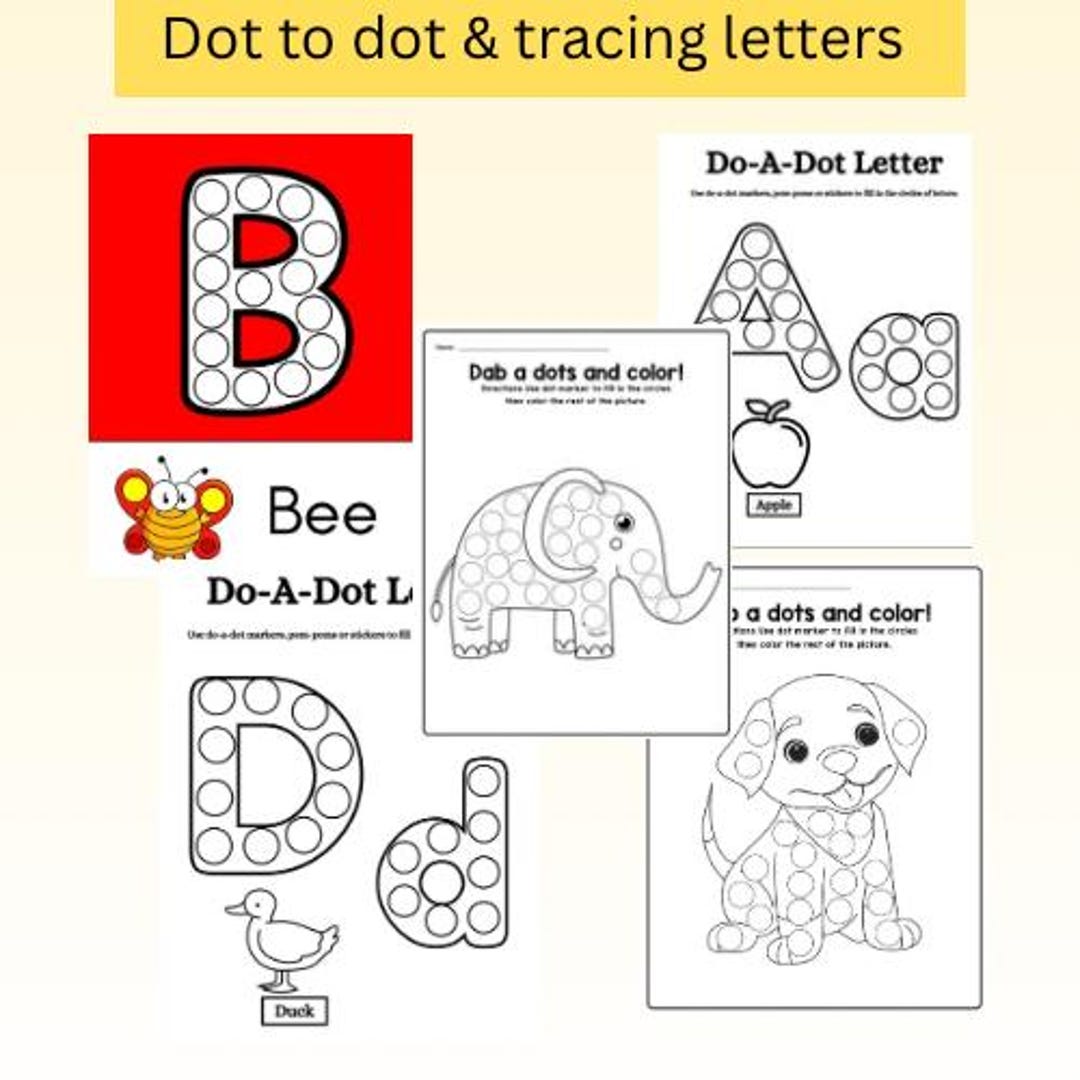 Pre School/ Kindergarten Dot to Dot, Tracing Letters of the Alphabet ...