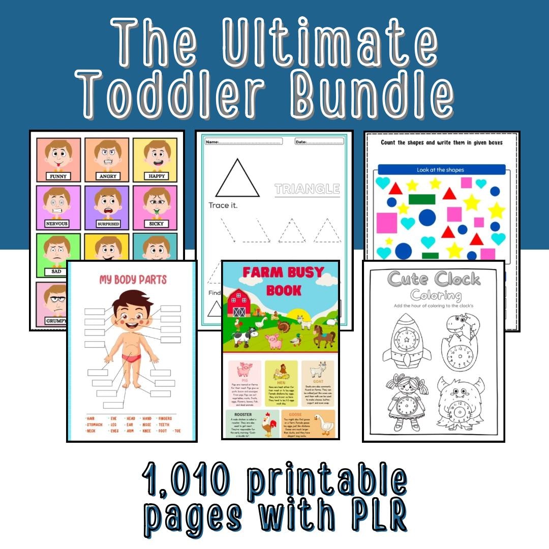 Toddler Education Early Learning Bundle Worksheet Printable Homeschool Teaching Resources PLR - Etsy