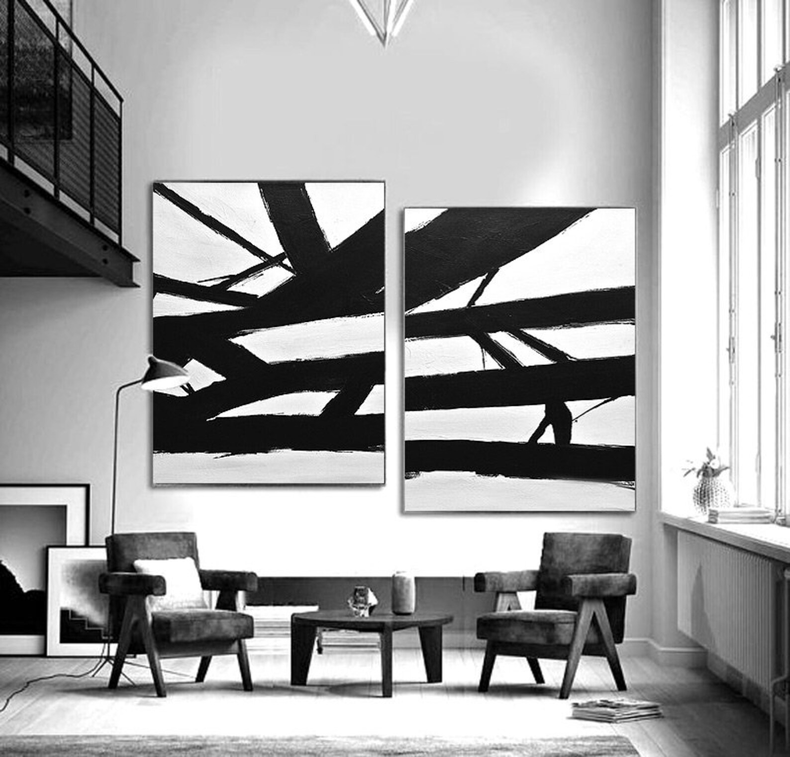 2 Piece Large Original Abstract Painting Modern Minimalist Art - Etsy