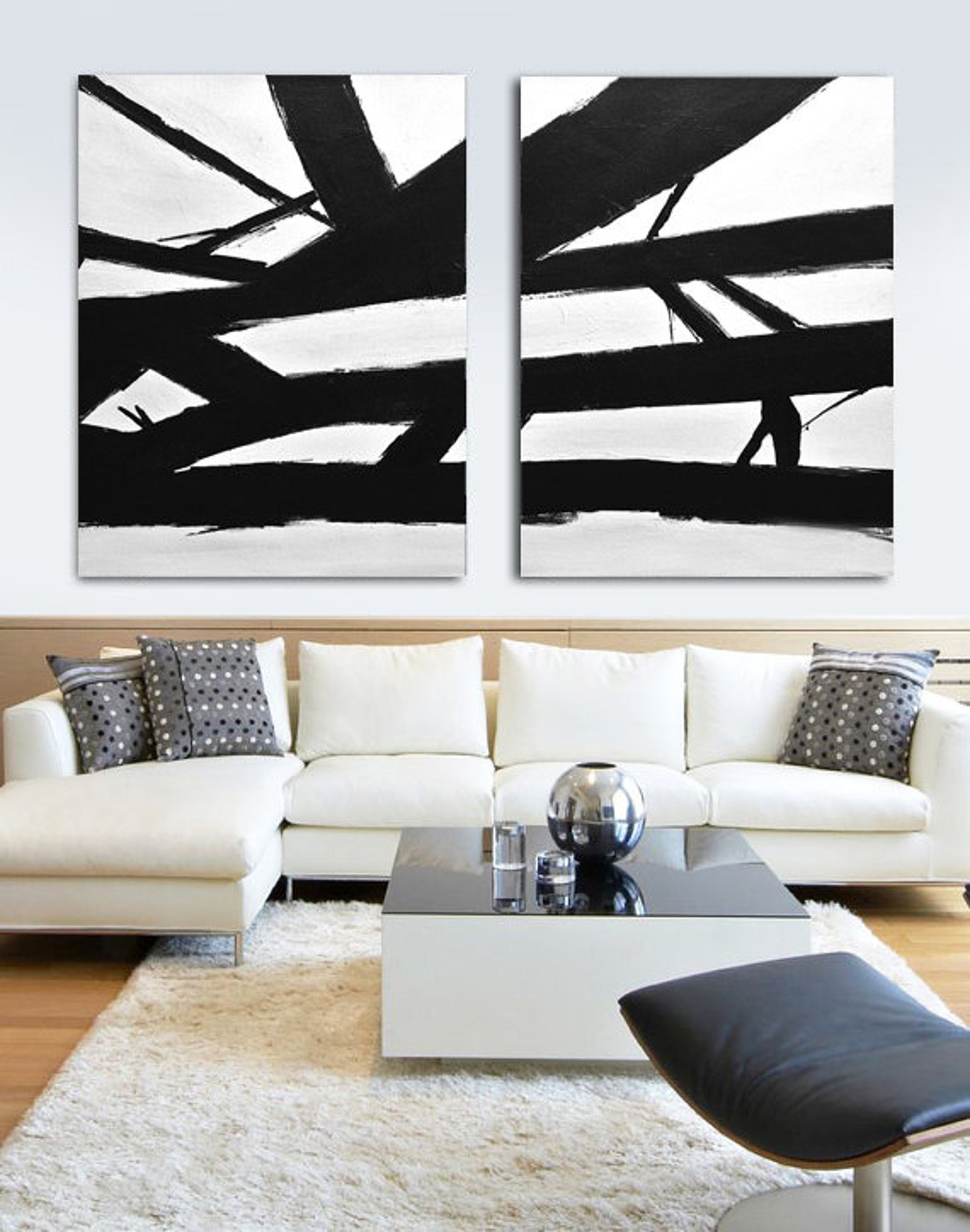 2 Piece Large Original Abstract Painting Modern Minimalist Art - Etsy