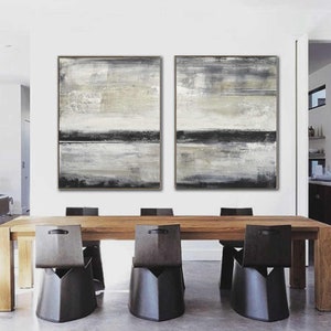 Set of Two Abstract Diptych Paintings, Large Original Wall Art, Earth ...