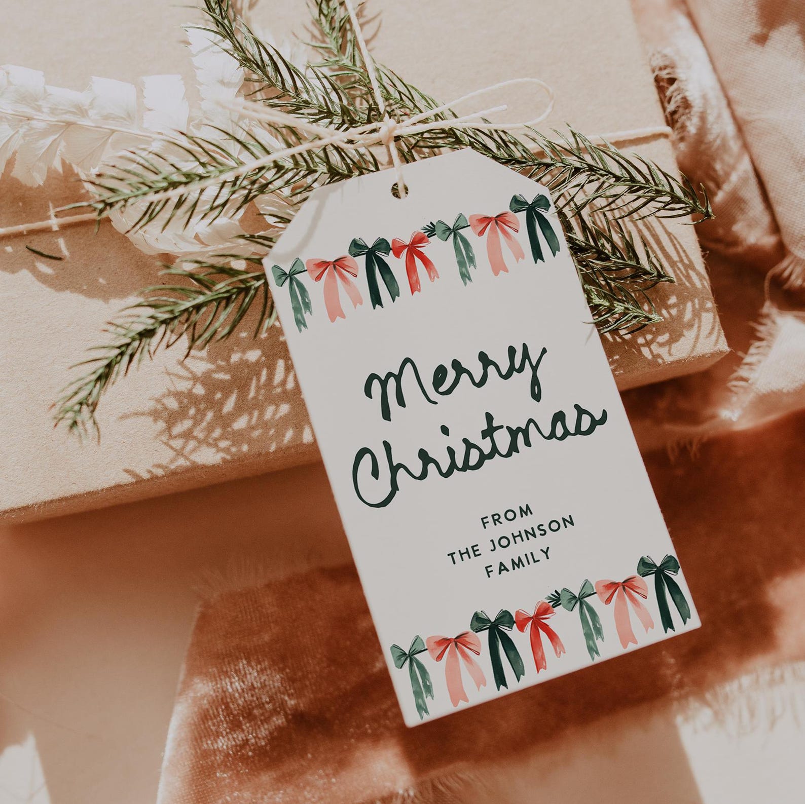 Christmas Gift Tag Printable, Printable Christmas Gift Tag, Holiday ...
