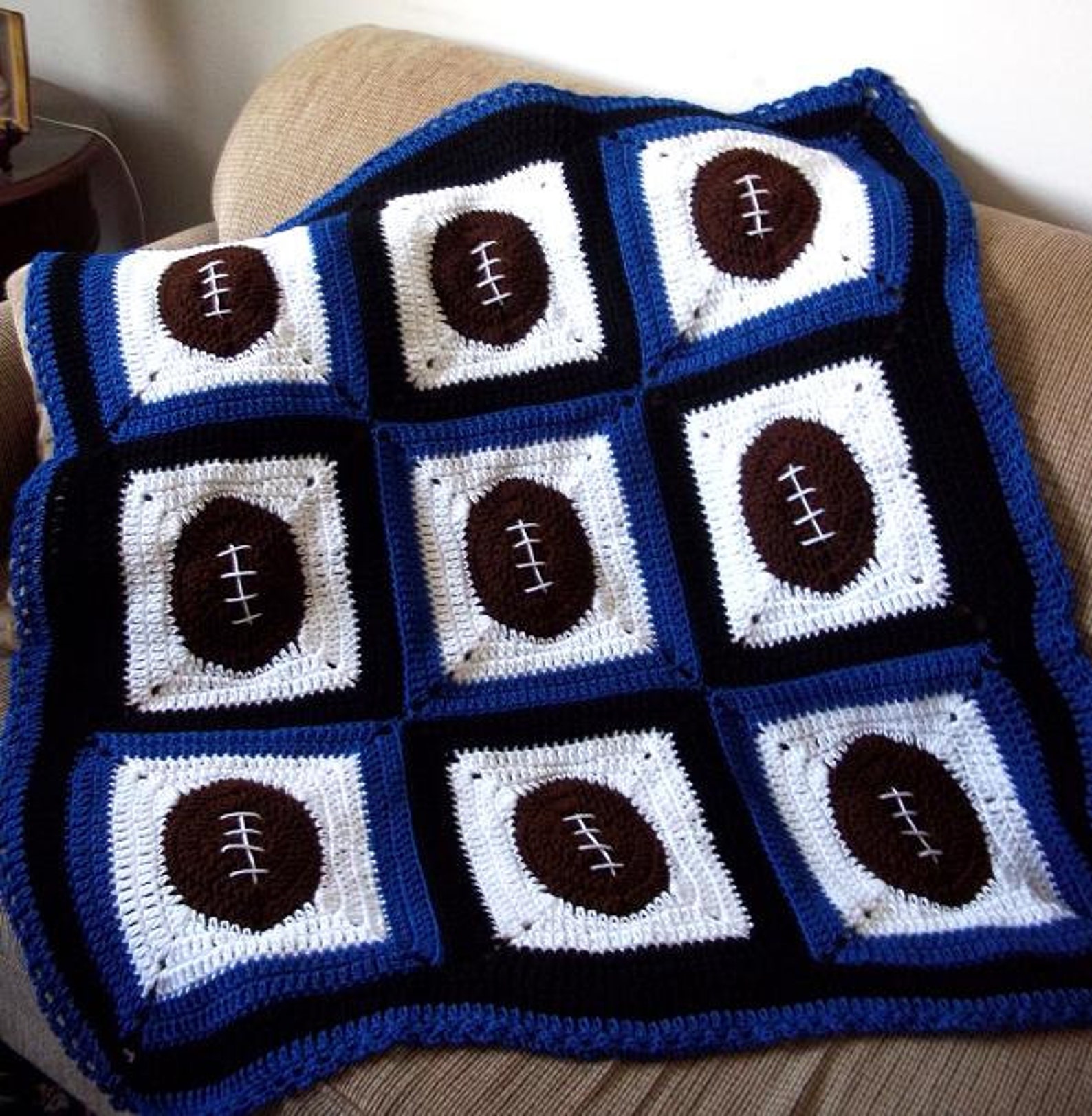 Pattern Only Football Fever Crochet Baby Afghan Blanket INSTANT ...