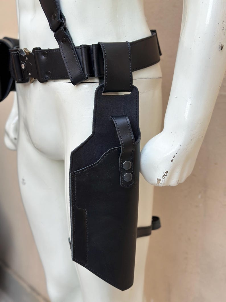 Mandalorian Leather Belt With Leg Pack Gun Holster Waist Props Soldier ...