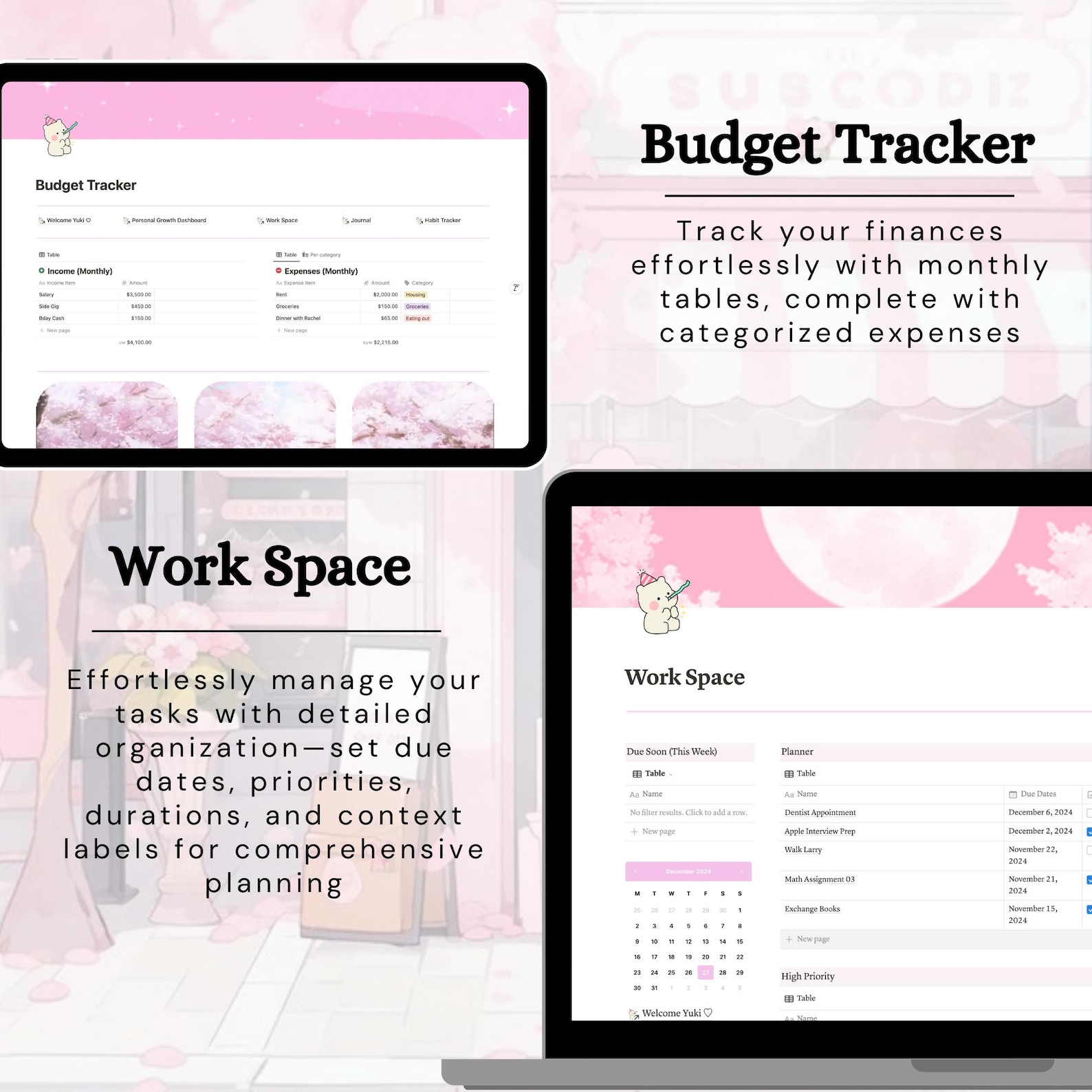 Cherry Blossom-inspired Notion Template | Notion All-in-one Planner ...