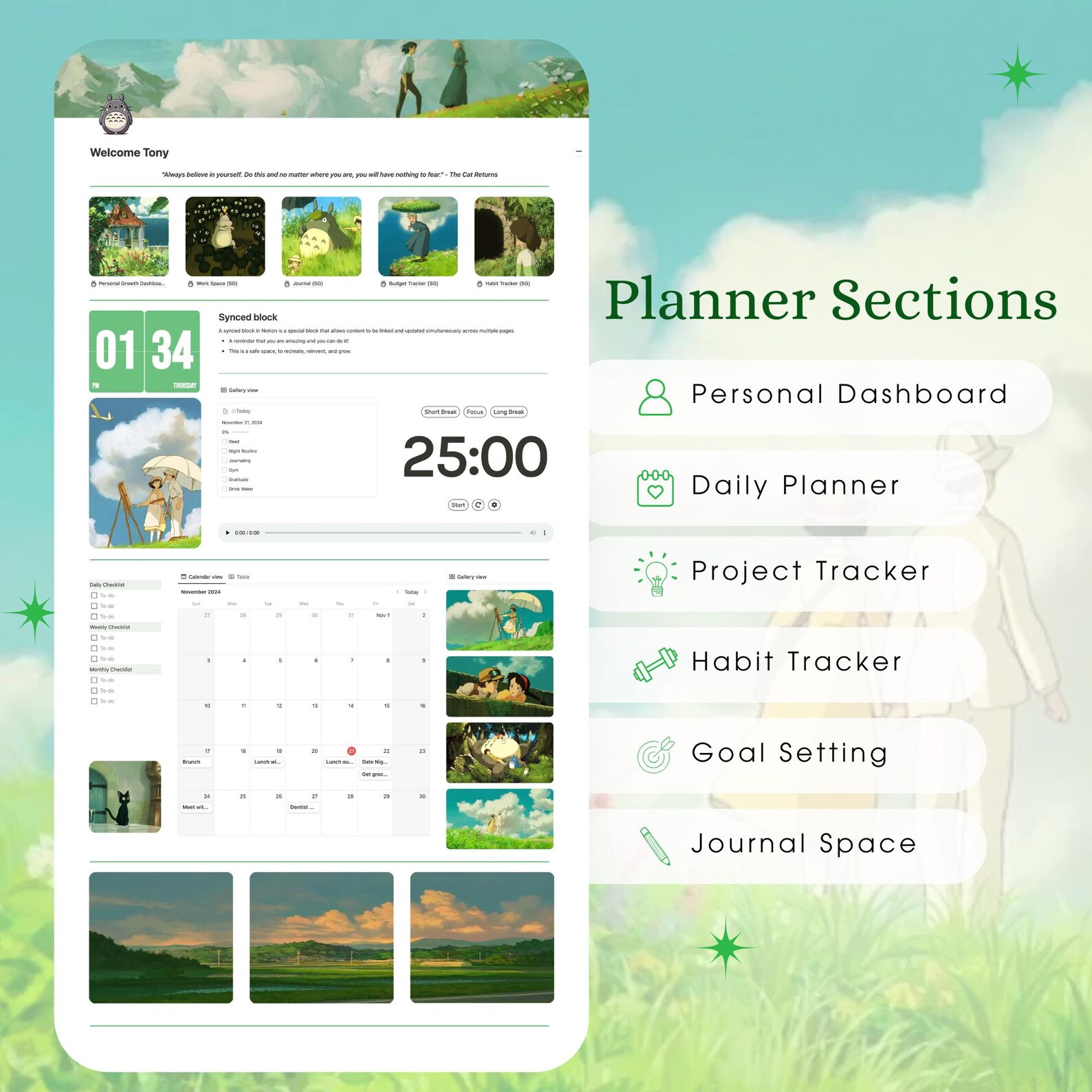 Studio Ghibli-inspired Notion Template | Notion All-in-one Planner ...
