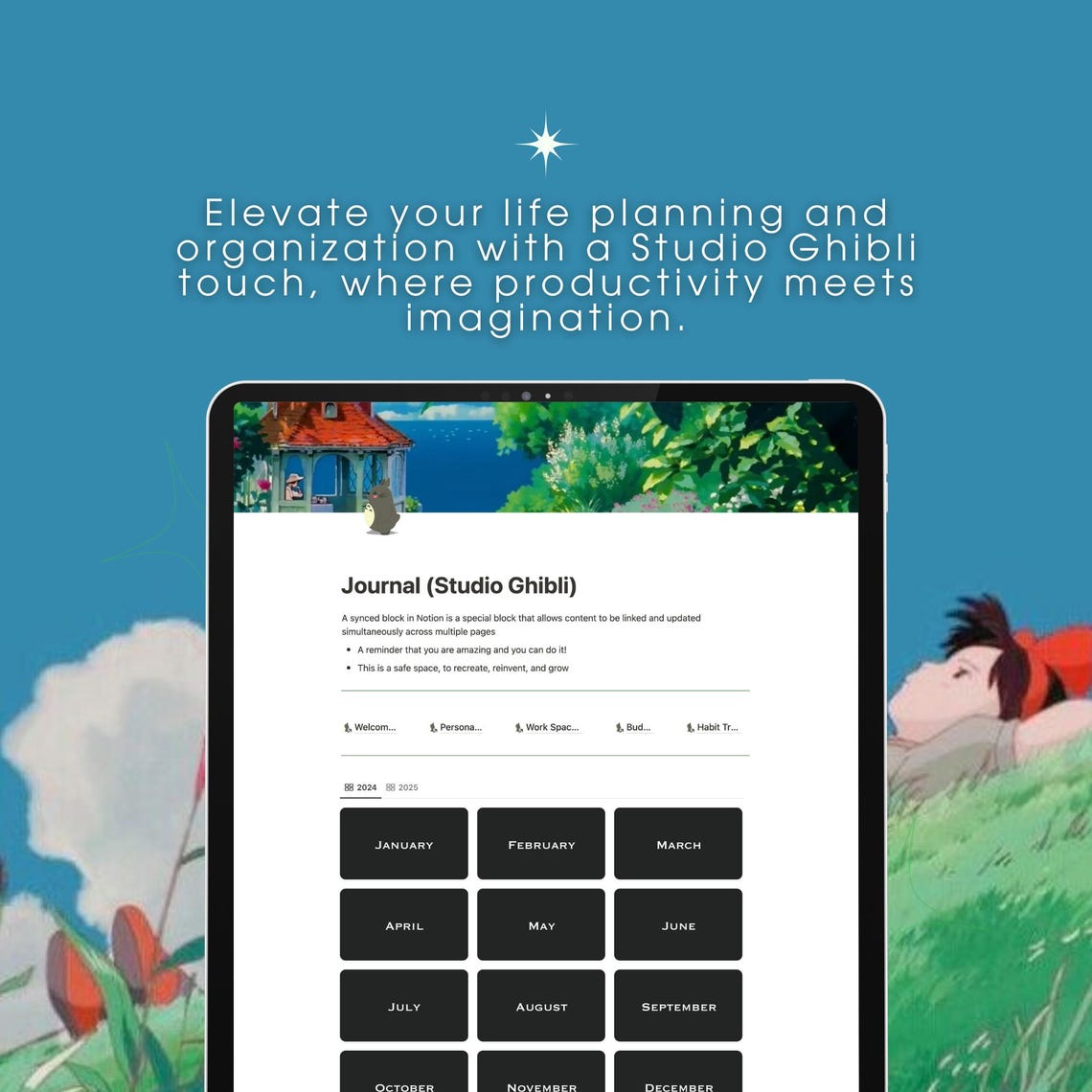 Studio Ghibli-inspired Notion Template | Notion All-in-one Planner, Aesthetic Notion Organizer ...