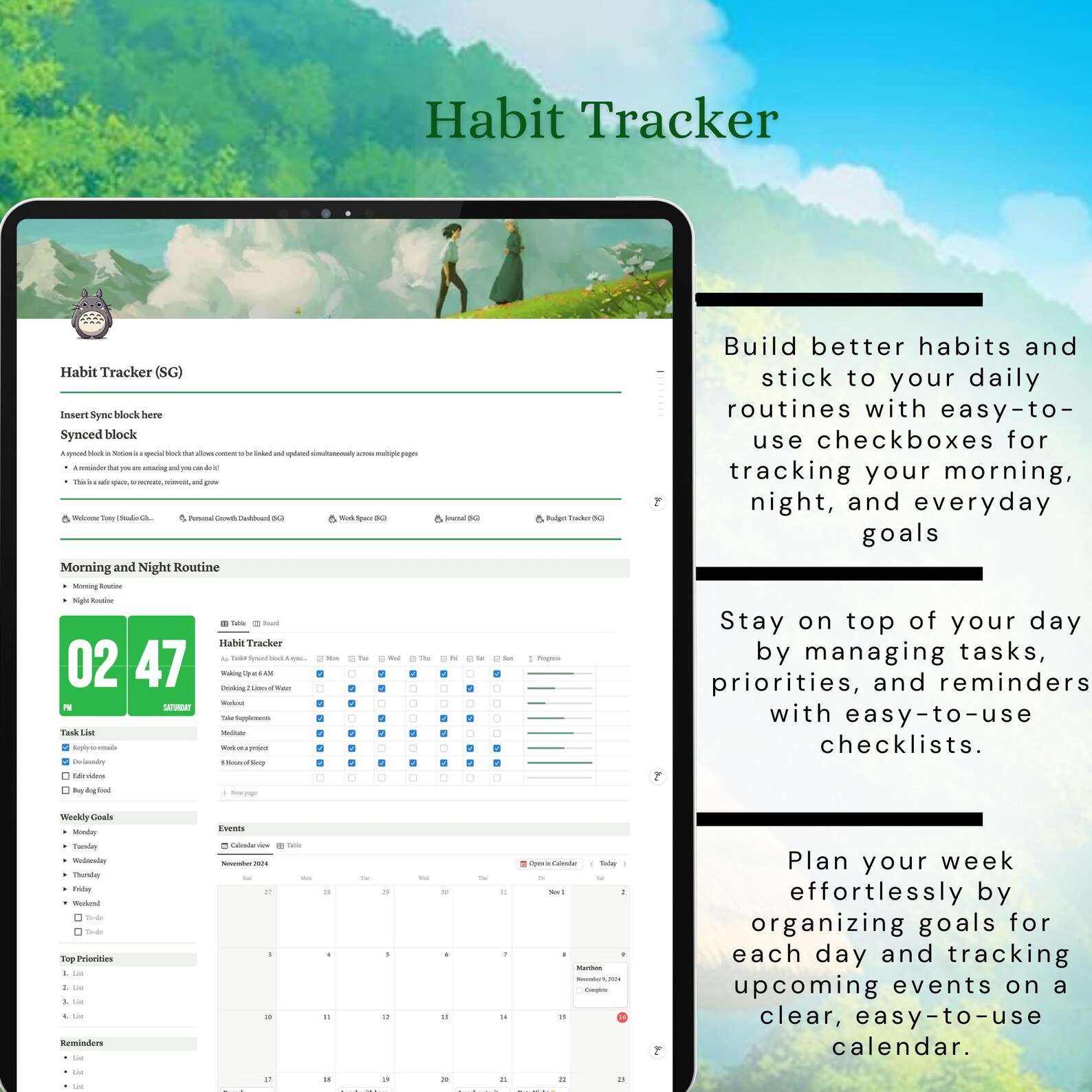 Studio Ghibli-inspired Notion Template | Notion All-in-one Planner ...