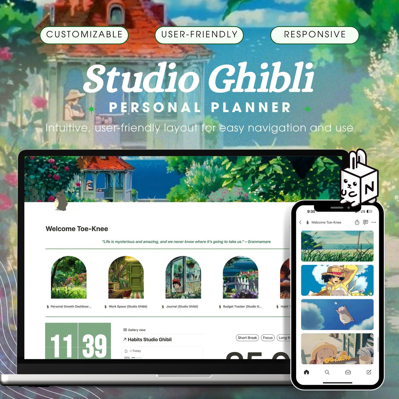 Studio Ghibli-inspired Notion Template | Notion All-in-one Planner, Aesthetic Notion Organizer ...