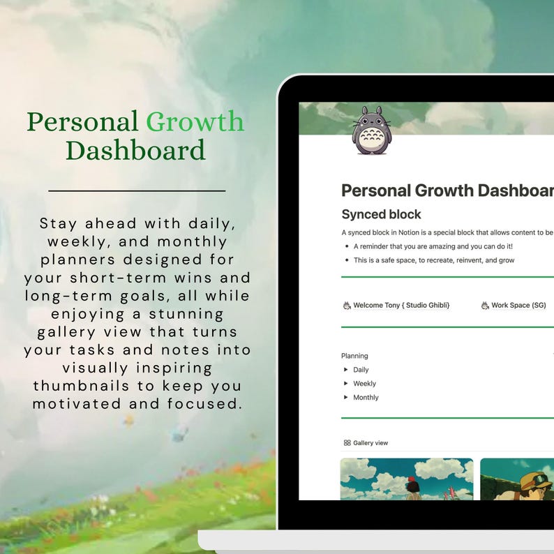 Studio Ghibli-inspired Notion Template | Notion All-in-one Planner, Aesthetic Notion Organizer ...