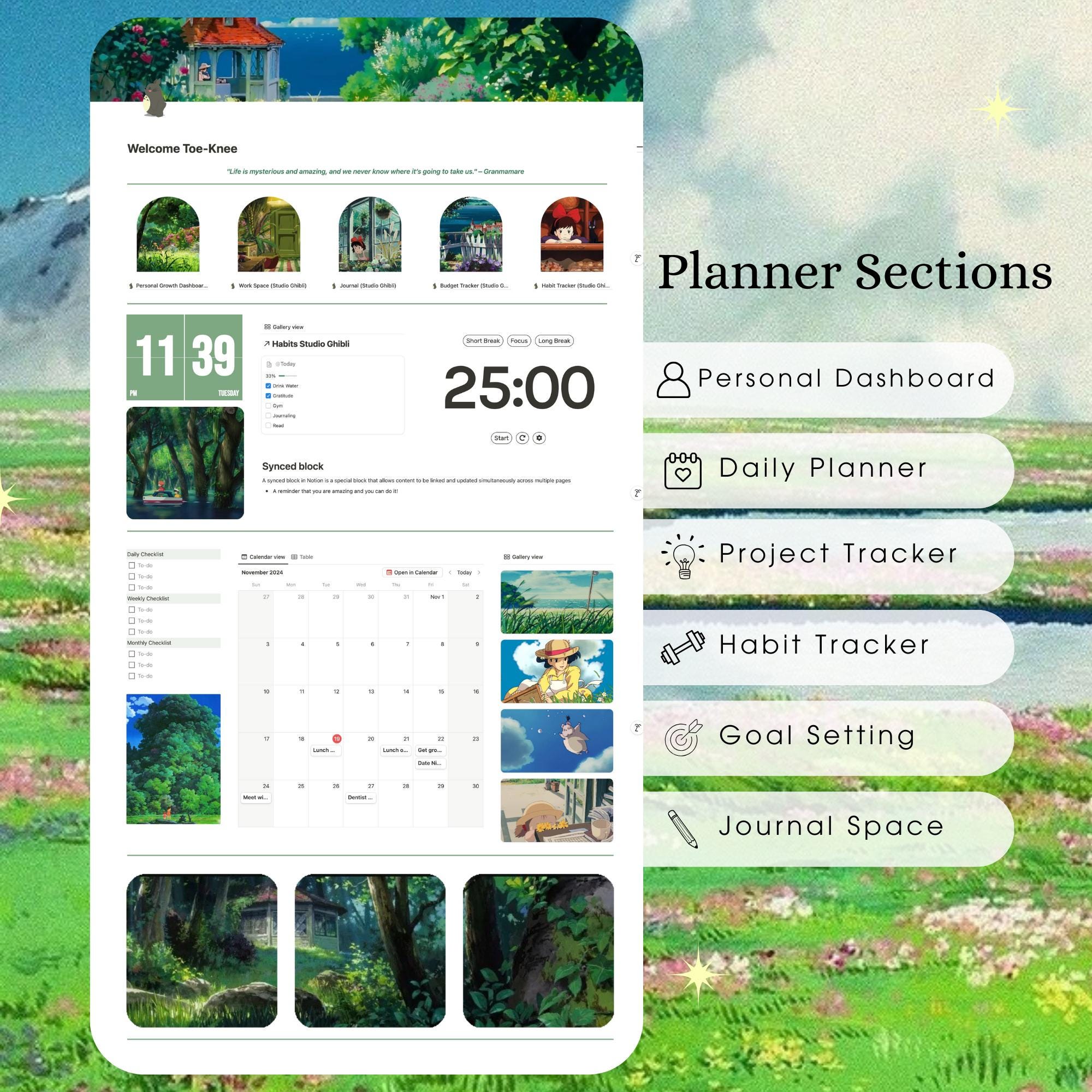 Studio Ghibli-inspired Notion Template | Notion All-in-one Planner, Aesthetic Notion Organizer ...
