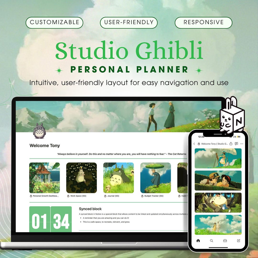 Studio Ghibli-inspired Notion Template | Notion All-in-one Planner, Aesthetic Notion Organizer ...