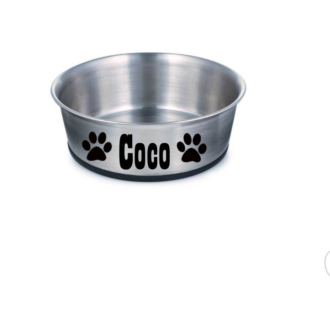 Personalized Pet Bowl Decals: Custom Name & Paw Prints - Etsy