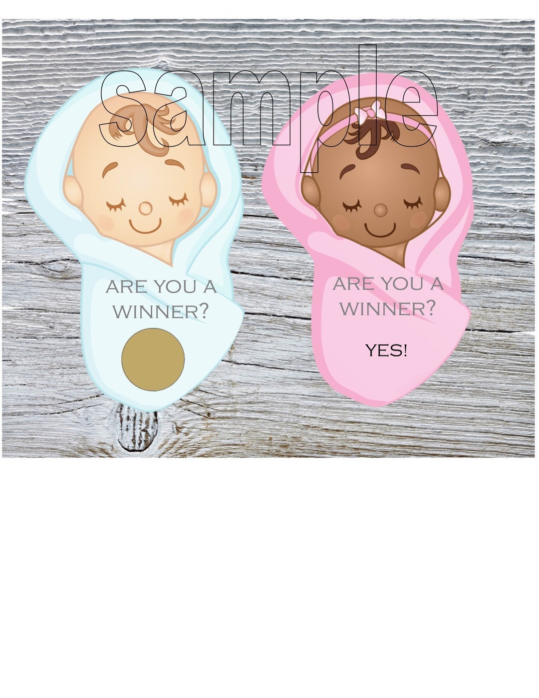 Baby Shower Scratch off Game Cards - Bundled Babies - Various Colors ...