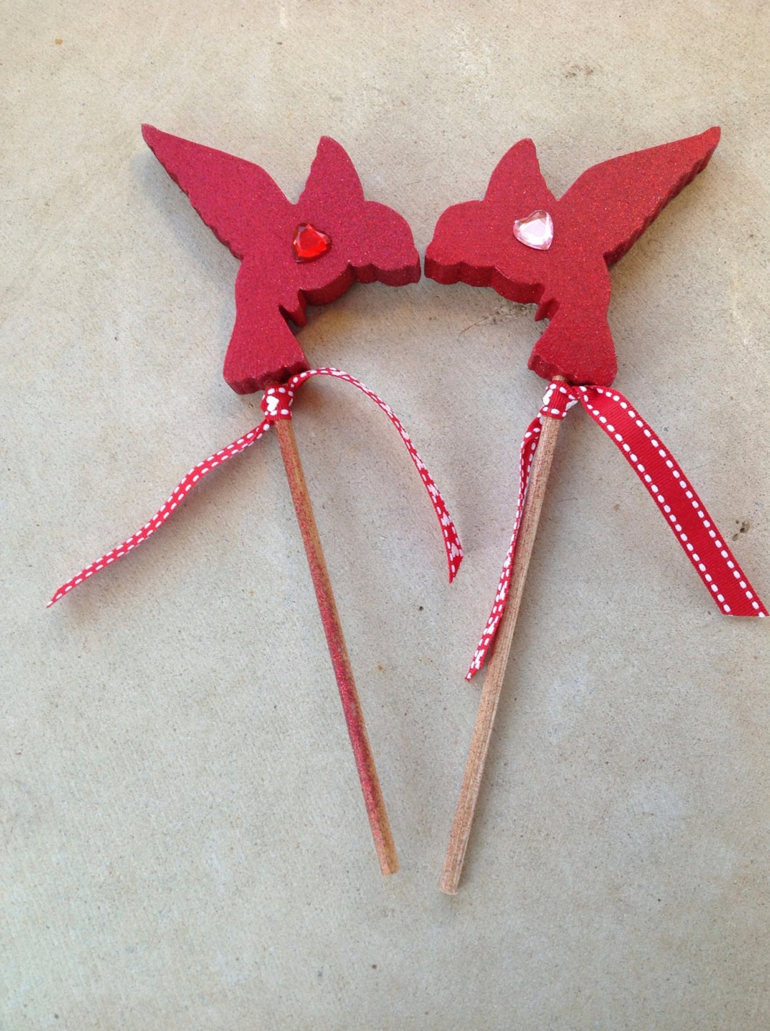 Plant Stakes - Valentine Sparkly Red Love Birds - Etsy